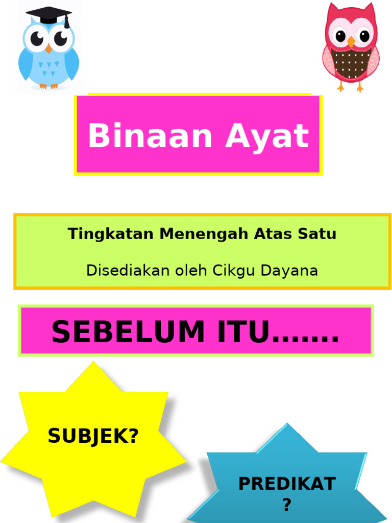 Nota Subjek dan Predikat Tingkatan 1 | PDF
