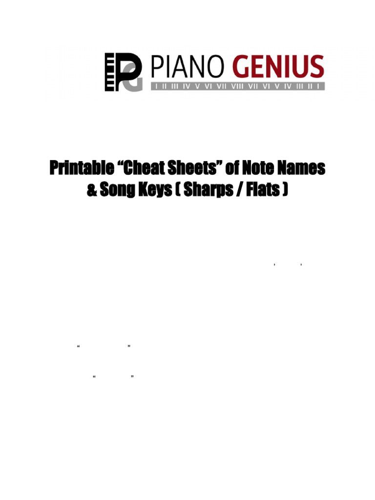 Printable Music Note Cheat Sheets | PDF | Music Theory | Elements Of Music