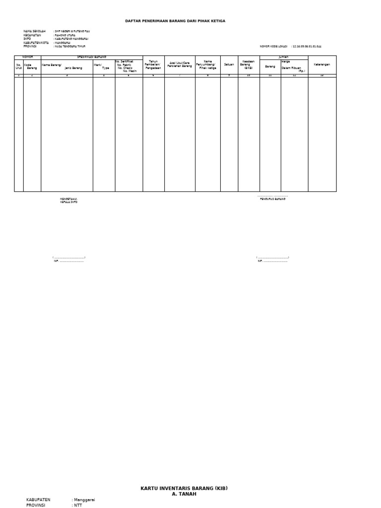 Contoh Format Kib Kir Bi Bbn8 | PDF