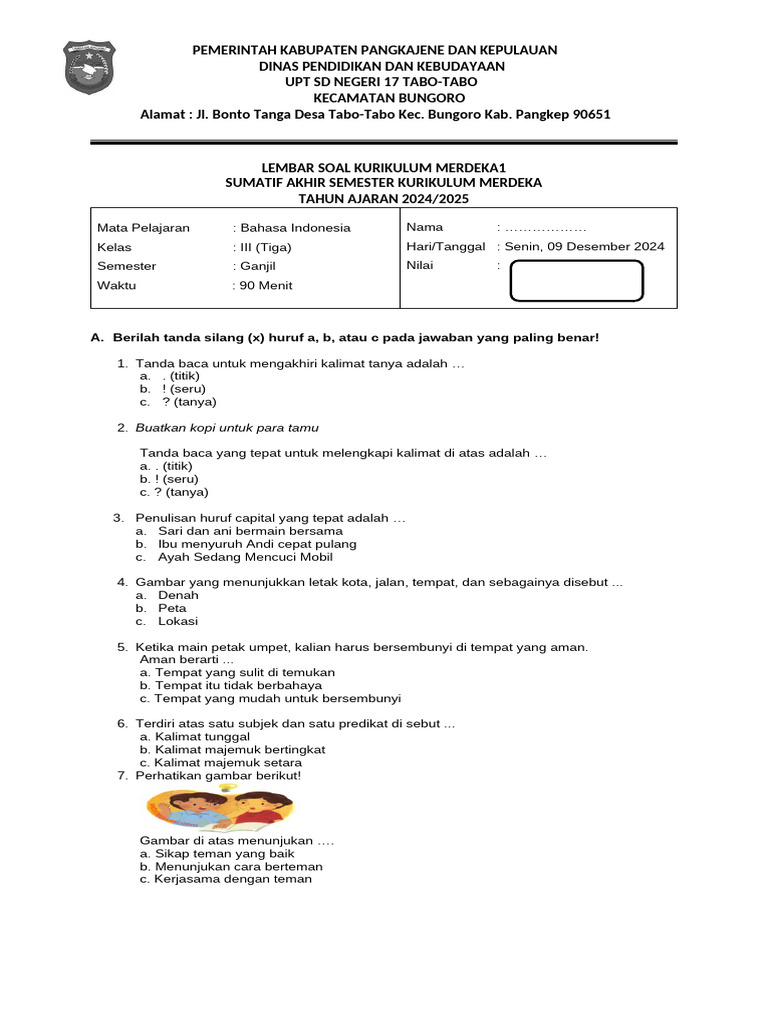 Soal SAS B.indonesia Kelas 3 | PDF