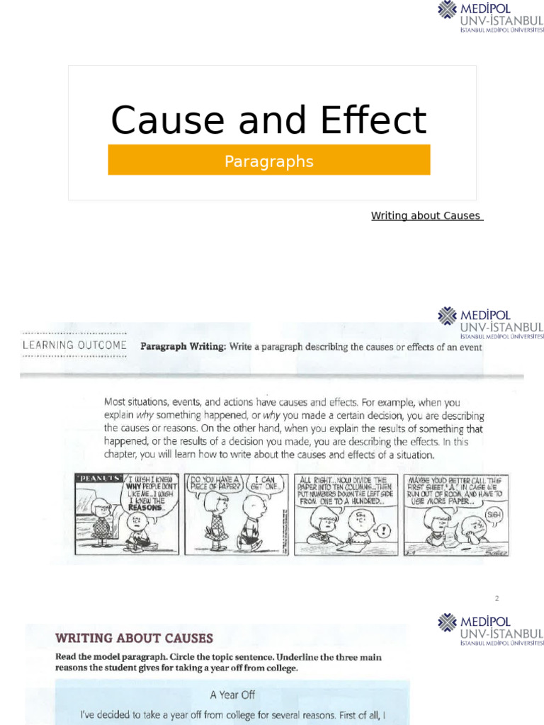 Cause and Effect Paragraphs - Writing About Causes (1) 2 | PDF