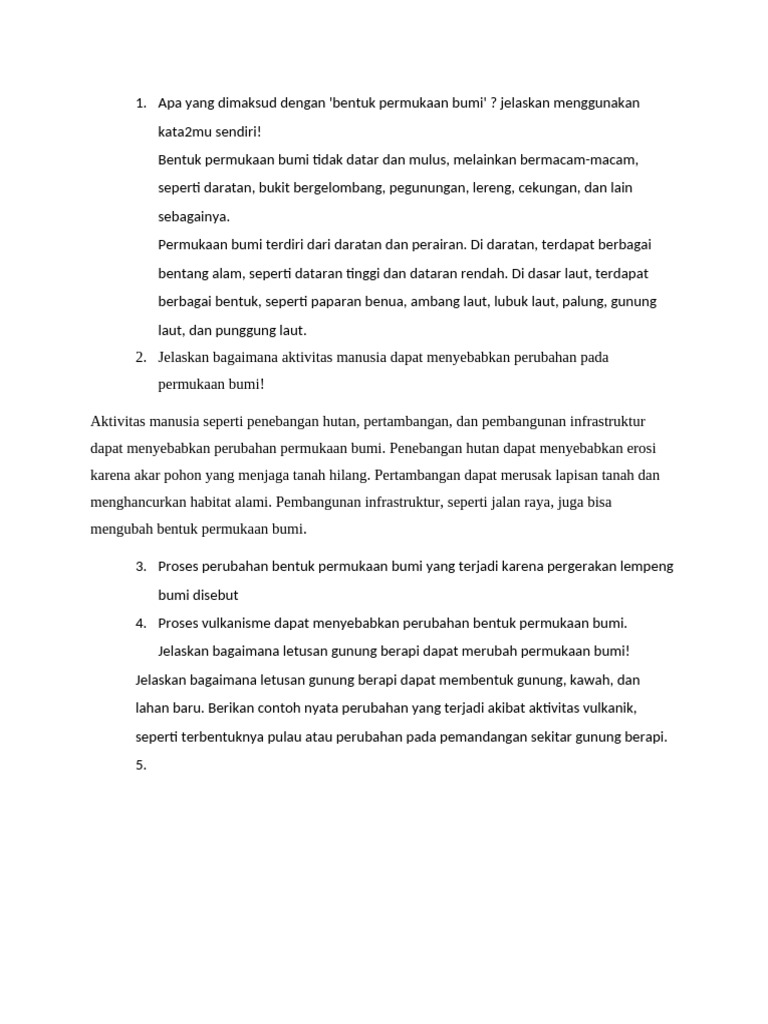 Bentuk Permukaan Bumi dan Perubahannya | PDF