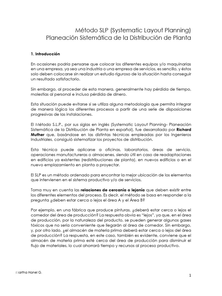 Método SLP para Distribución de Planta | PDF | Ensayo clínico | Importar