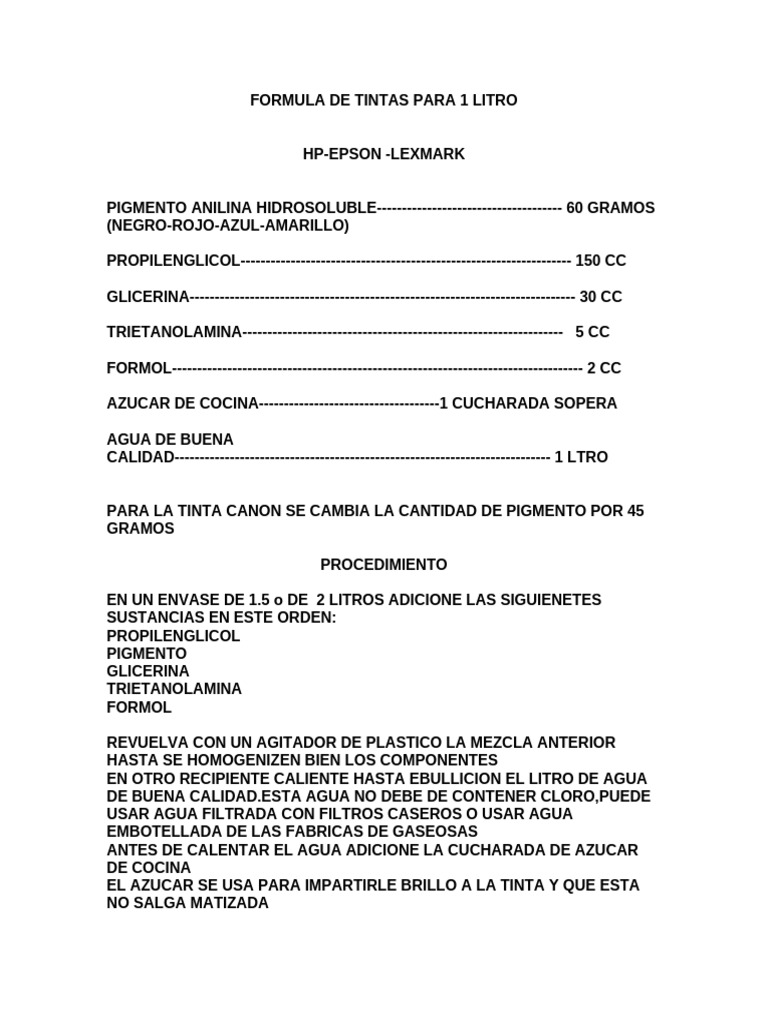 Formulacion Tintas | PDF