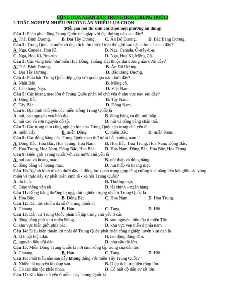 C NG Hòa Nhân Dân Trung Hoa | PDF