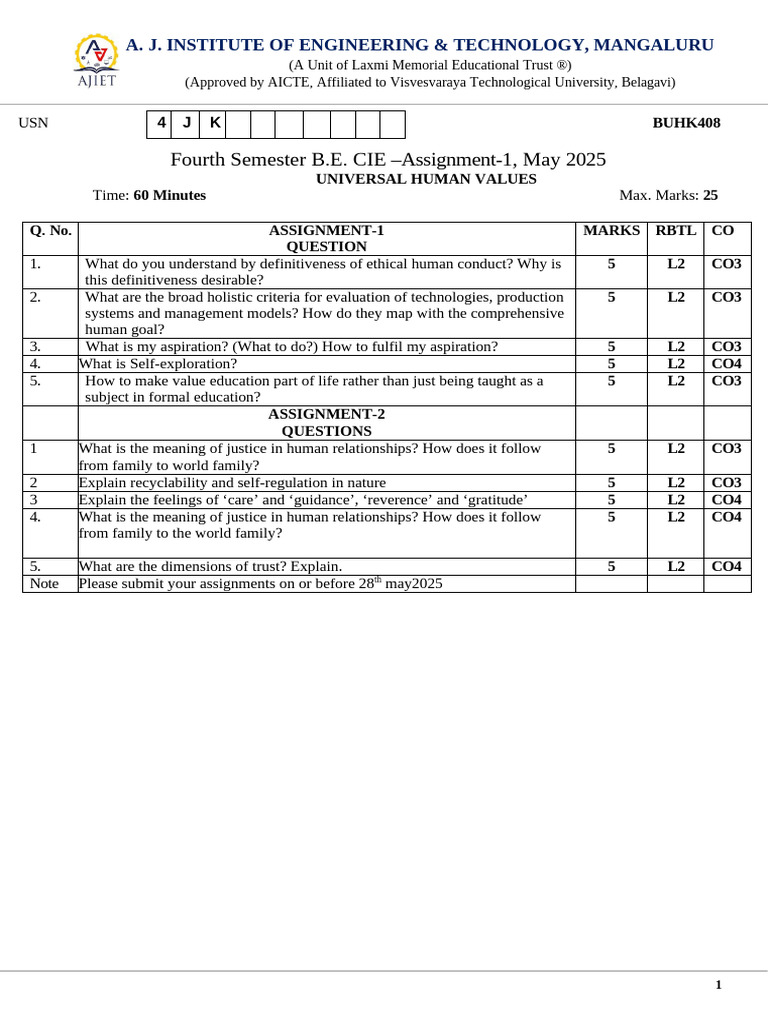 Uhv QP Student Copy Cie-Assignments May 25 | PDF | Cognition
