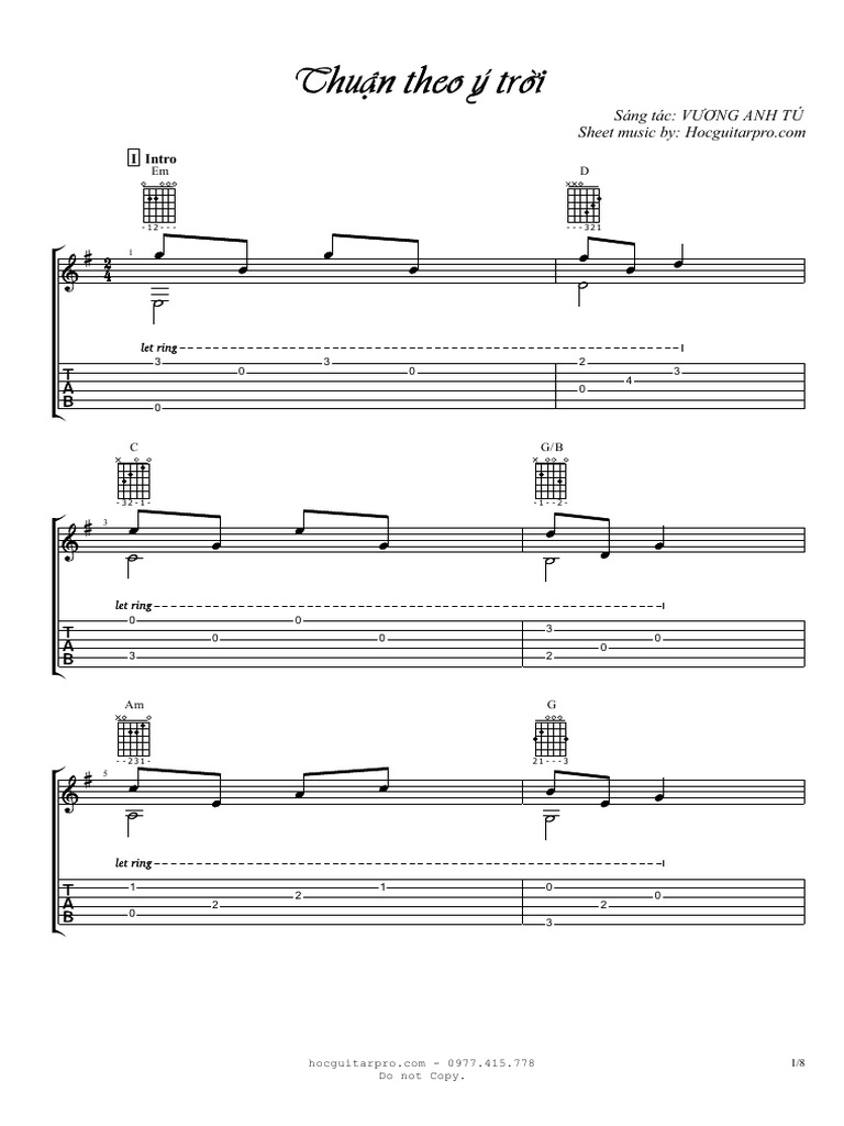 Thuan Theo y Troi - Fingerstyle | PDF