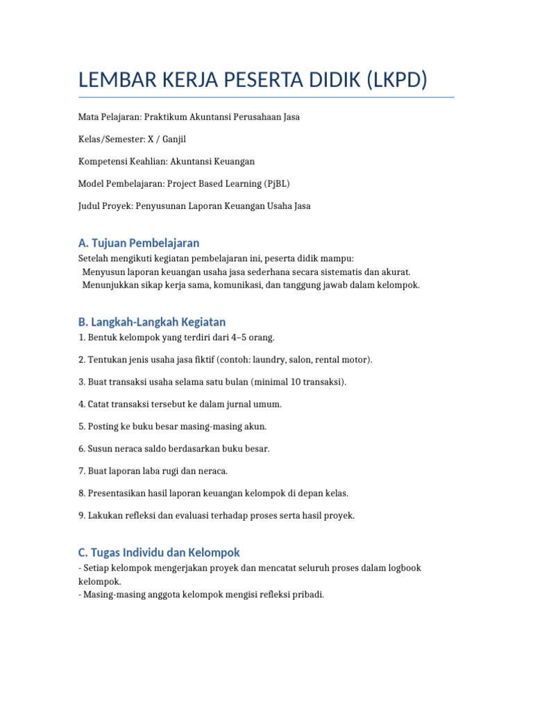 LKPD PJBL Laporan Keuangan | PDF