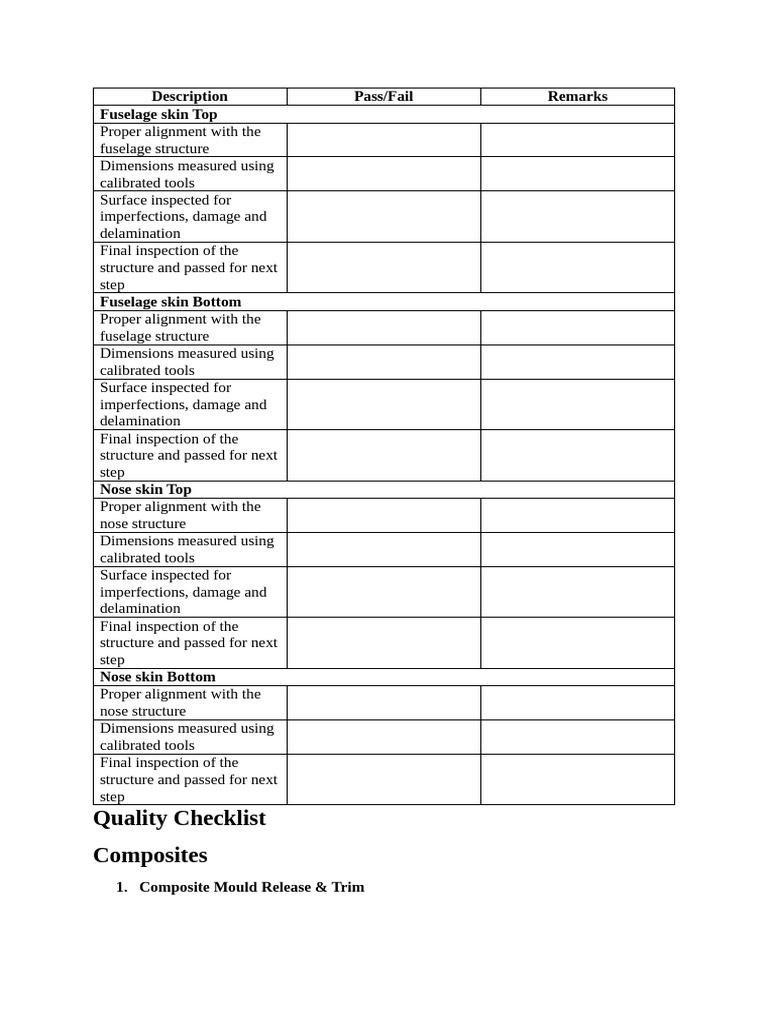 Fuselage and Nose Structure Inspection Checklist | PDF | Electrical ...