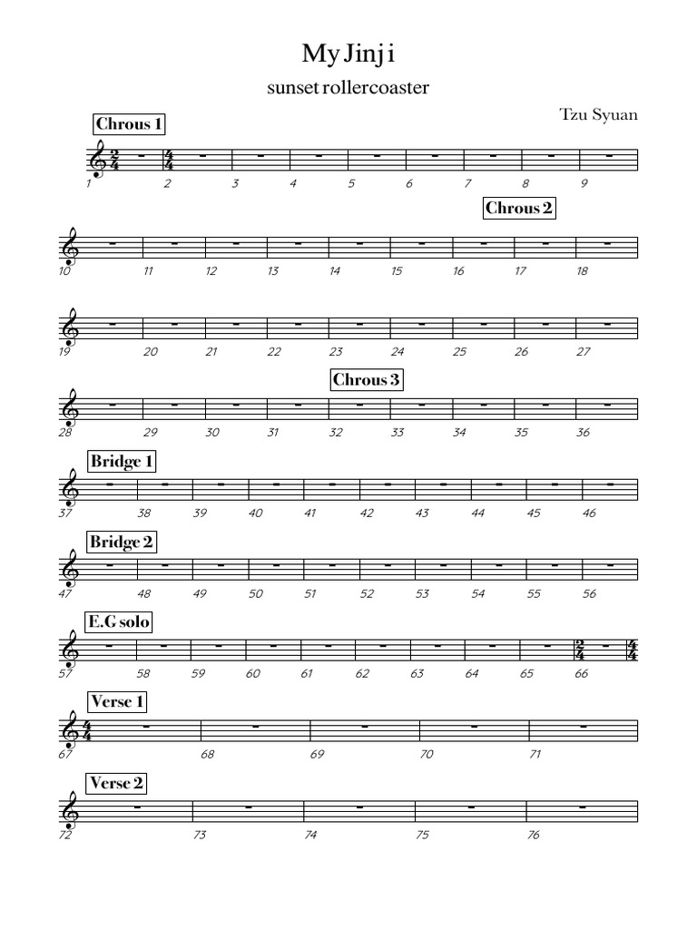 My Jinj I- Sunset Roiilercoaster - 完整总谱 | PDF