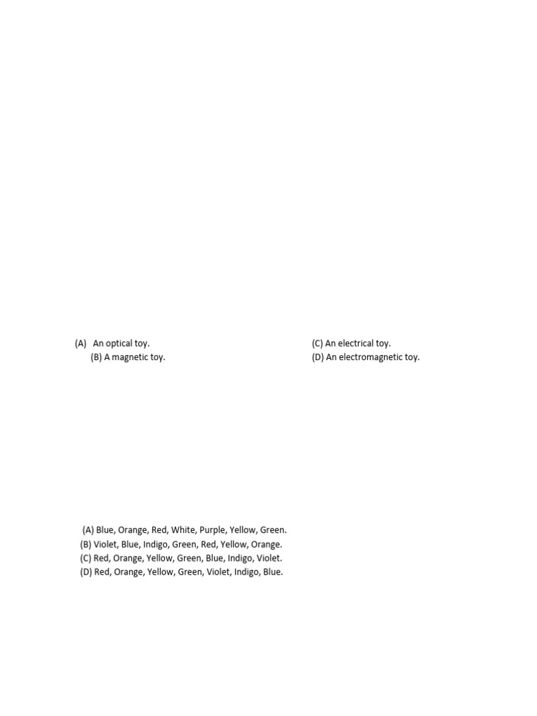 Light and Optics Quiz Questions | PDF | Blue | Mirror