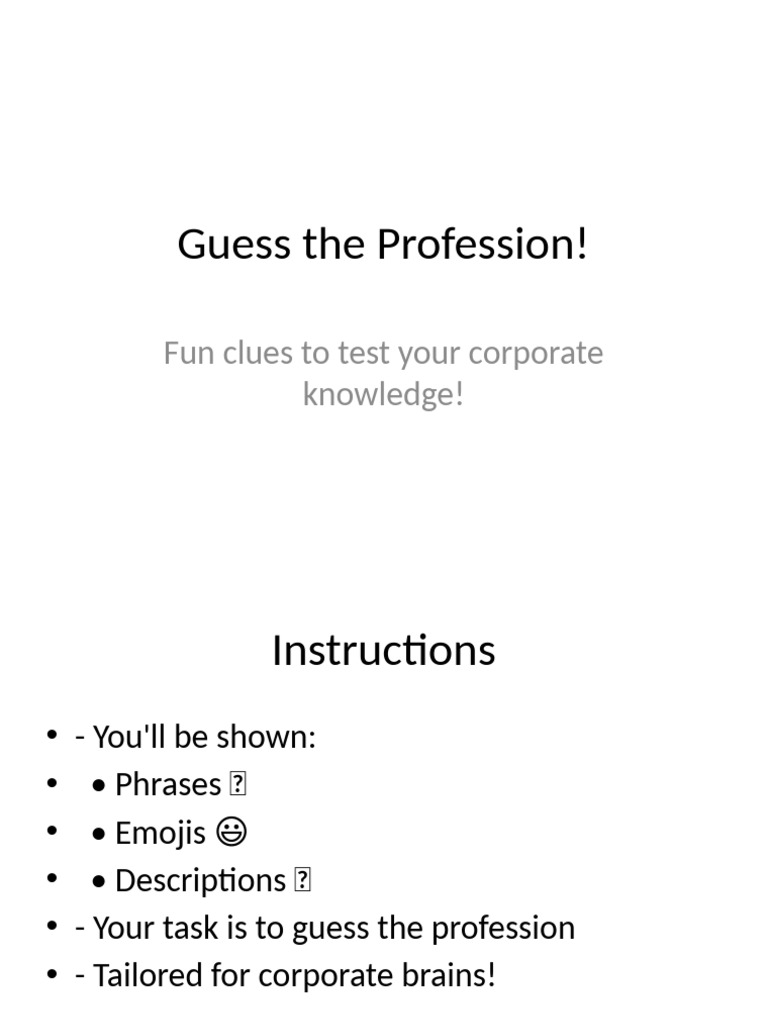Corporate Guess The Profession | PDF | Information Technology | Computing