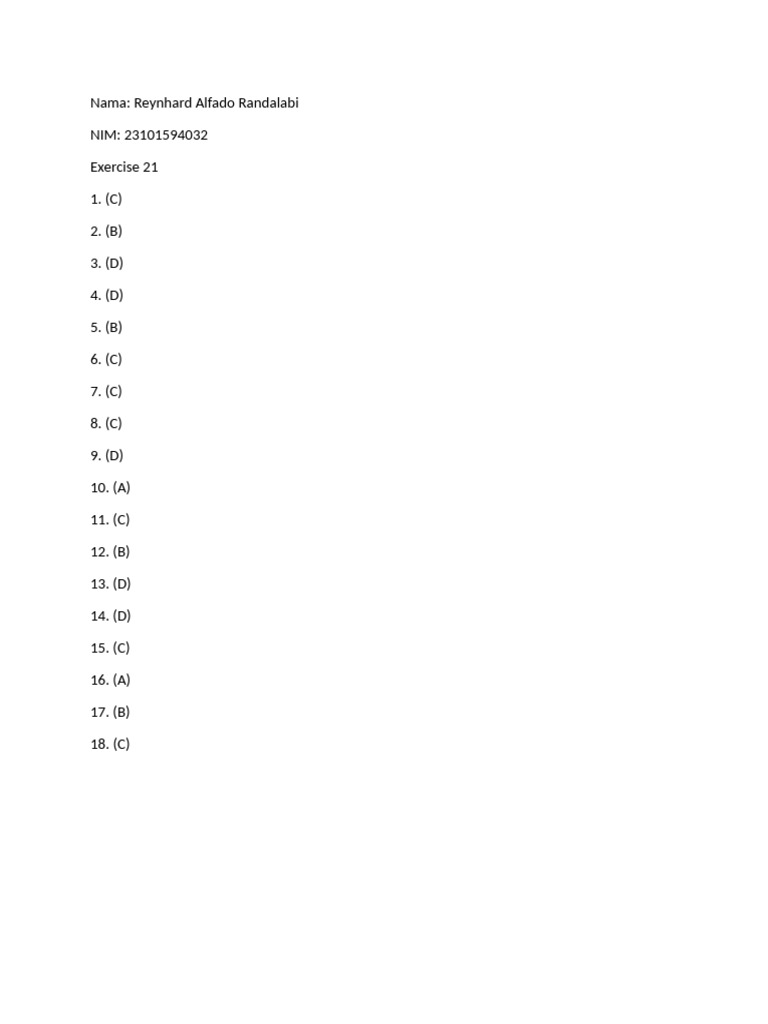 Reynhard Exercise 21 | PDF