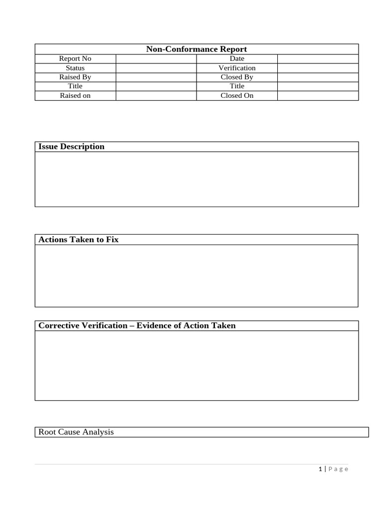 Non Conformance Report U | PDF