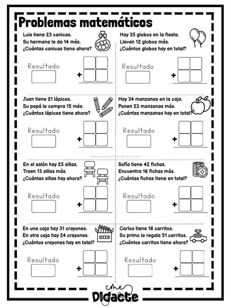 DIDACTE Problemas Matemáticos Sumas y Restas PDF | PDF