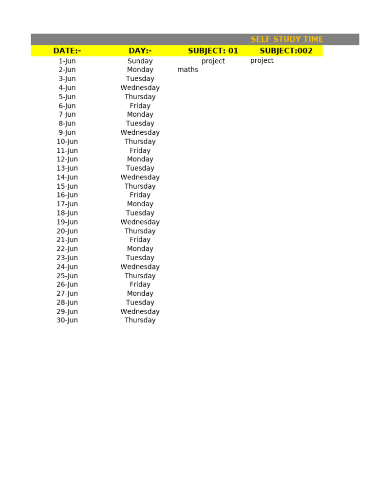 Self Study Timetable 2025 | PDF
