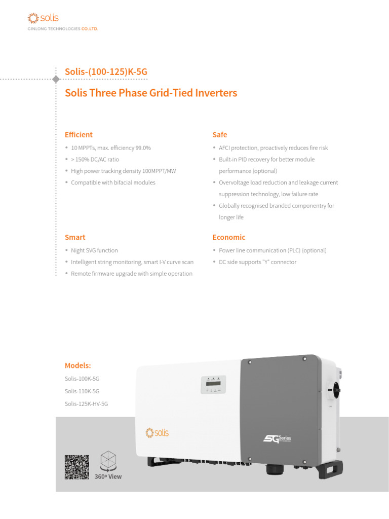 Solis Datasheet Solis - (100-125) K-5G LKA V2,0 202412 | PDF | Electrical Grid | Alternating Current