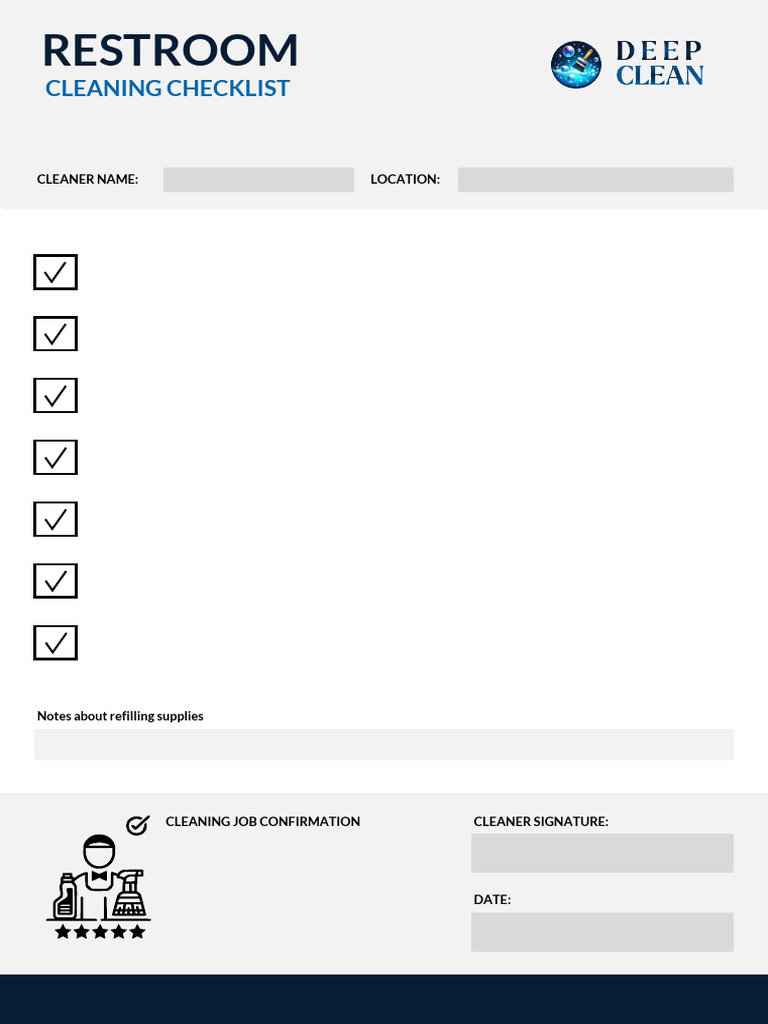 Restroom Cleaning Checklist Template TemplateLab.com | PDF