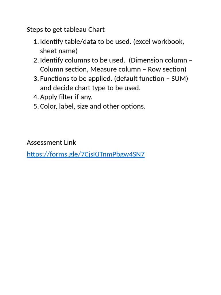 Steps to Get Tableau Chart | PDF