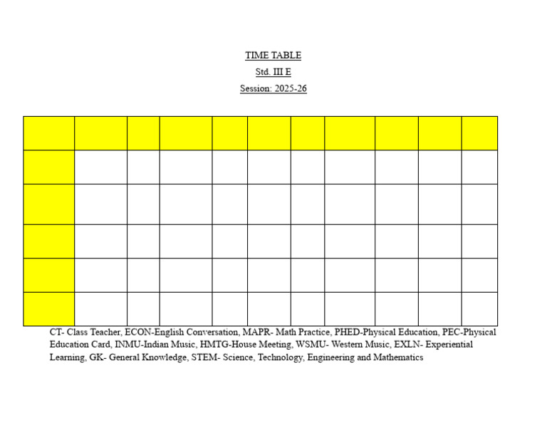 STD III e Time Table | PDF