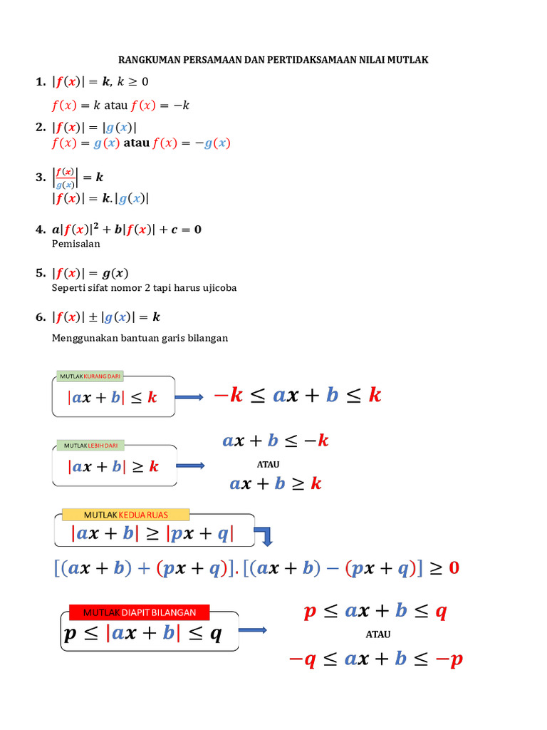 Latihan Persamaan Dan Pertidaksamaan Nilai Mutlak | PDF