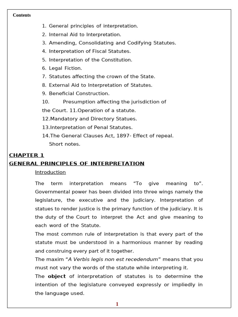 Principles of Statutory Interpretation | PDF | Statutory Interpretation ...
