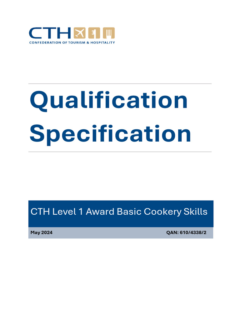 CTH L1 Award in Basic Cookery Skills Qual Spec 2024 | PDF | Recipe | Cooking