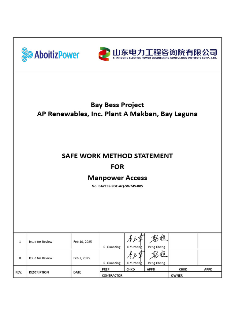 Attachment 1. SWMS - Manpower Access R1 | PDF | Personal Protective ...