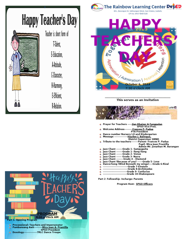 Program Teachers Day 2019 | PDF