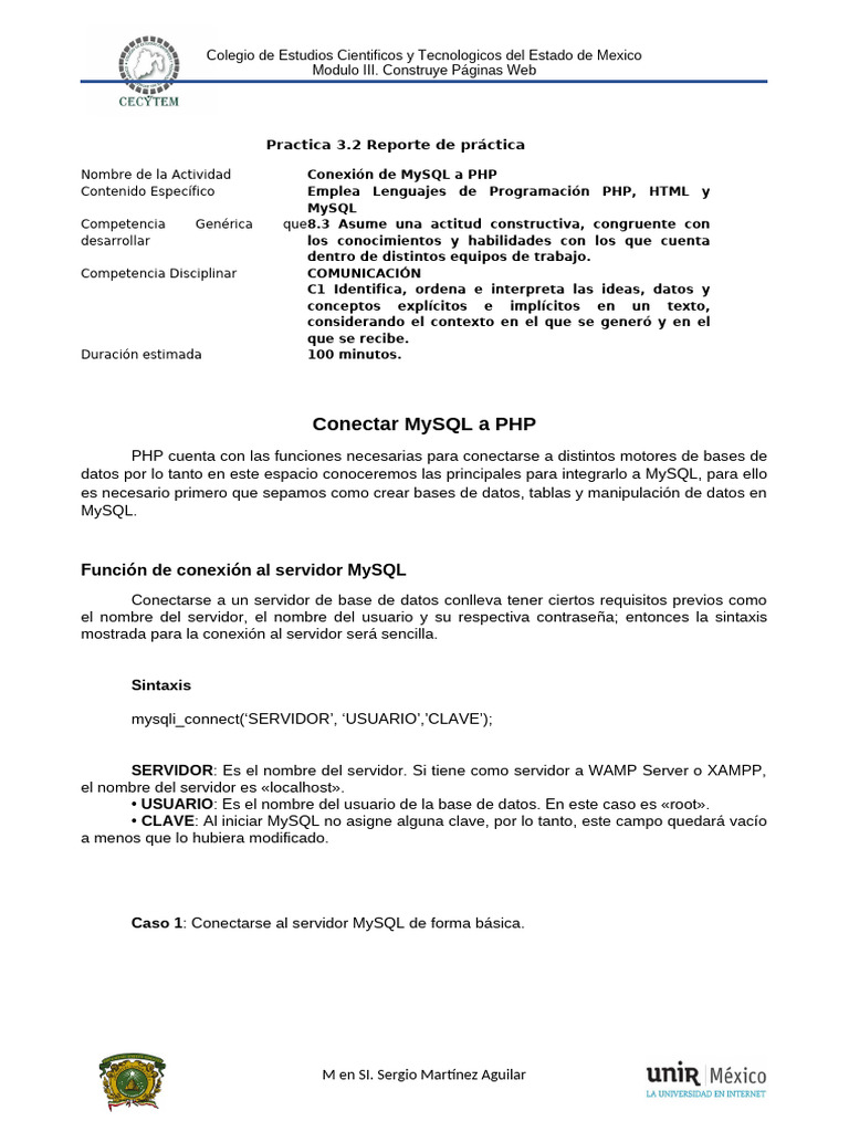 Conexion MySQL A PHP | PDF | Php | Mi sql