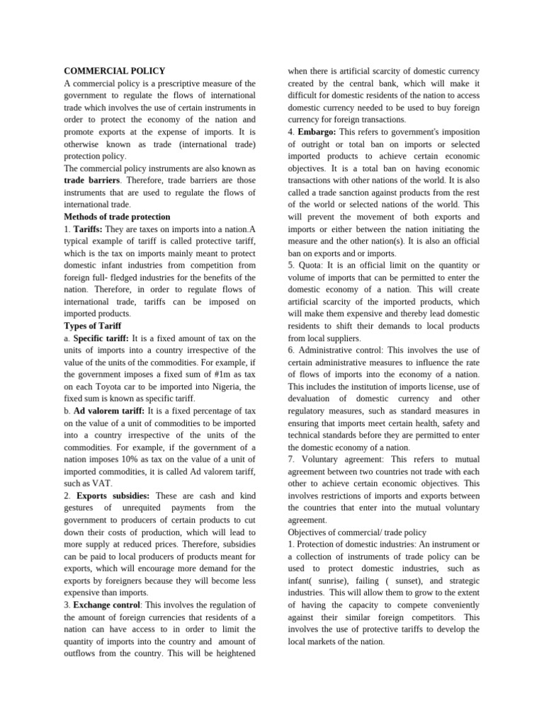 COMMERCIAL POLI-WPS Office | PDF | Exports | Tariff