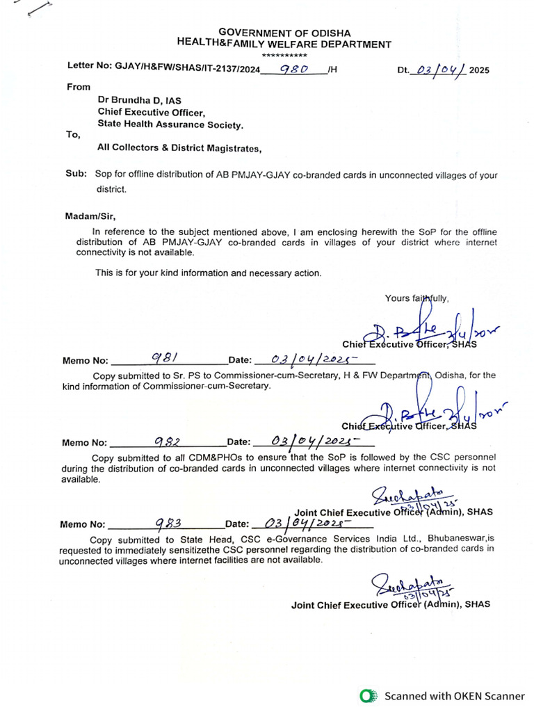 F908 - SoP For Offline Distribution of AB PMJAY Co-Branded Cards in ...