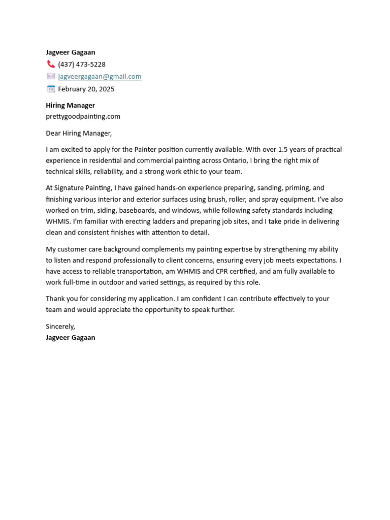 Cover Letter Painter | PDF