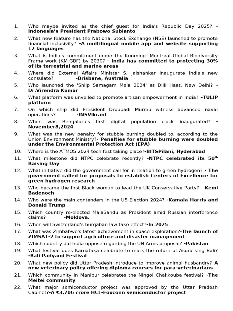 2024-25 Current Affairs | PDF | Narendra Modi