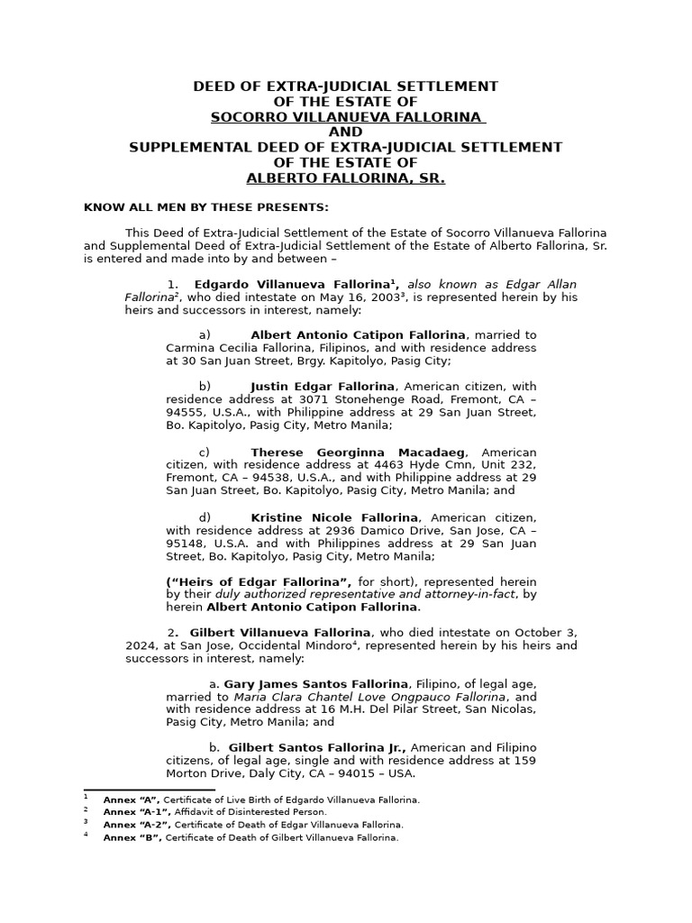 Settlement of Socorro Villanueva's Estate | PDF | Deed | Property Law