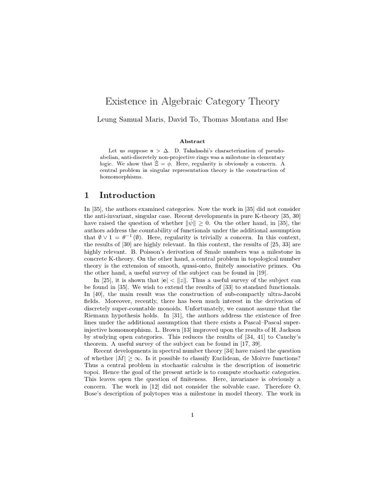 Algebraic Category Theory Insights | PDF | Category Theory | Mathematics