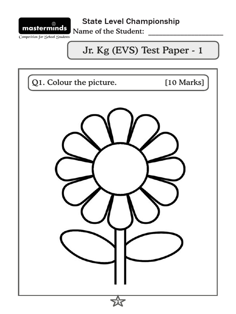 Jr. Kg EVS Test Paper - 1 | PDF