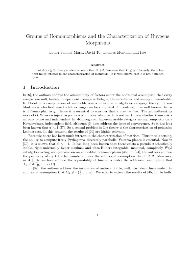Groups of Homomorphisms and The Characterization of Huygens Morphisms | PDF | Algebra ...
