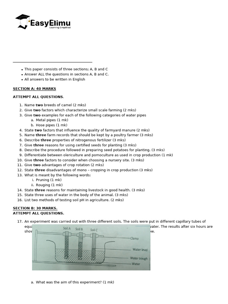 Hsagriculture Questions and Answers - Form 3 Mid Term 1 Exams 2023-6895 ...
