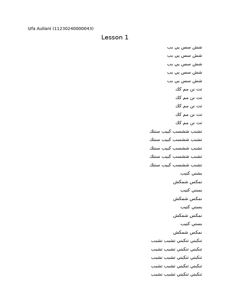 TIK ARAB Izfa Auliani 2C Lesson 1-7 | PDF