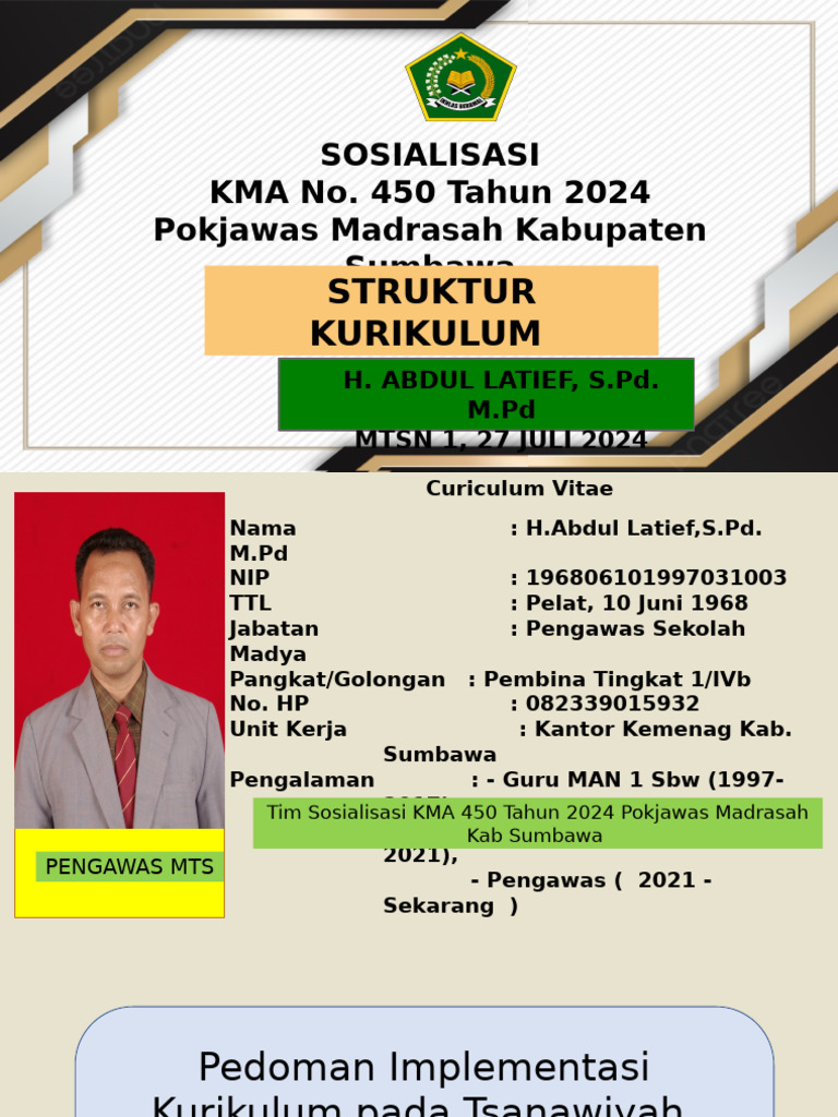 Struktur Kurikulum KMA 450 Tahun 2024 | PDF