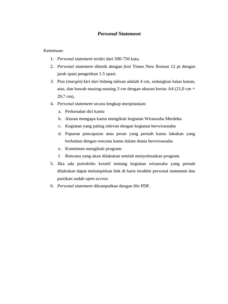 Personal Statement Template | PDF