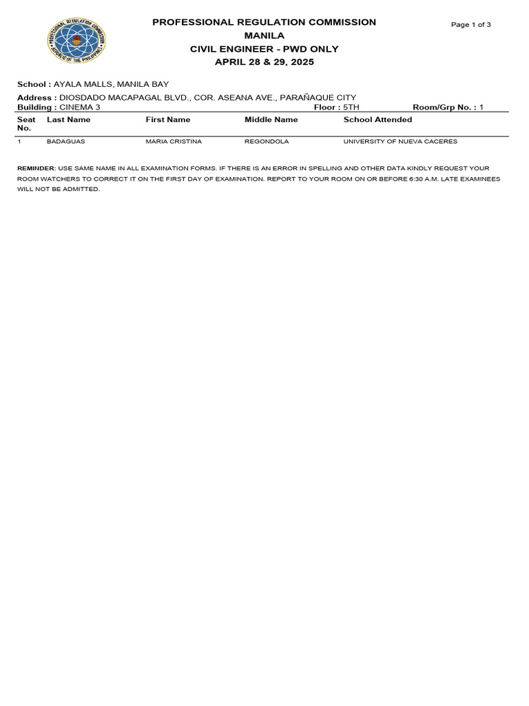 Ra-Pwd-024106 Civil Engineer Manila 4-2025 | PDF | Philippines