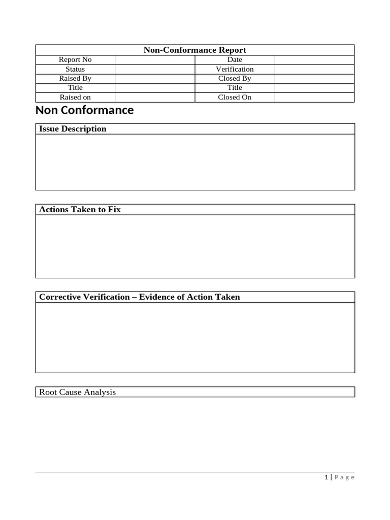 Non Conformance Report U | PDF