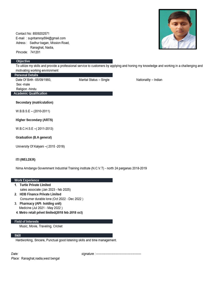 Supritom Roy's Professional Resume | PDF