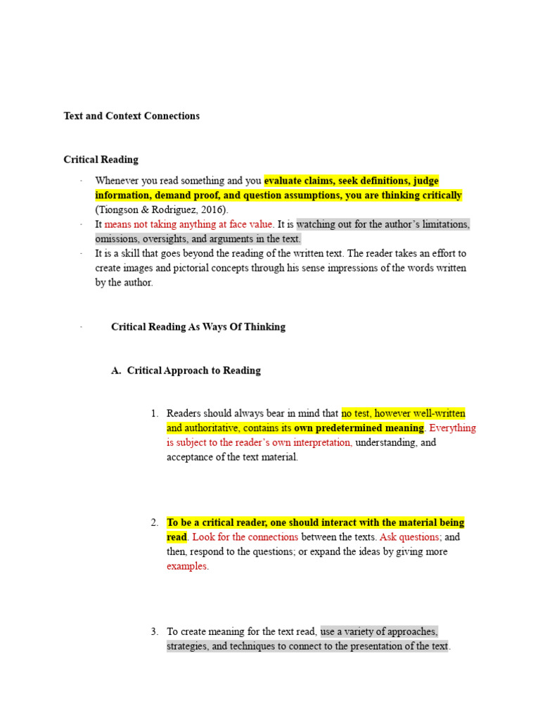 Critical Reading and Claim Analysis Guide | PDF | Argument | Thought