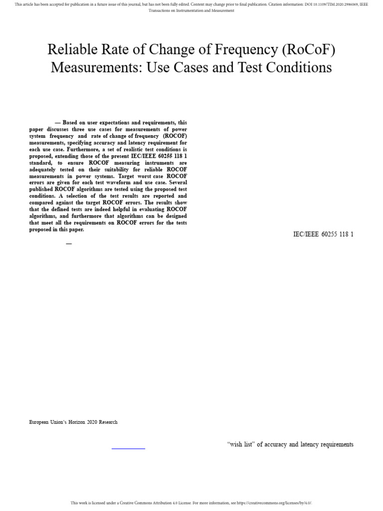 Optimizing ROCOF Measurements in Power Systems | PDF | Electric Power ...