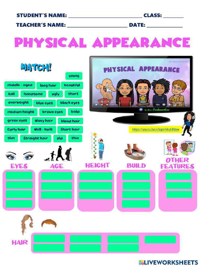Live Worksheet Describing Physical Appearance | PDF