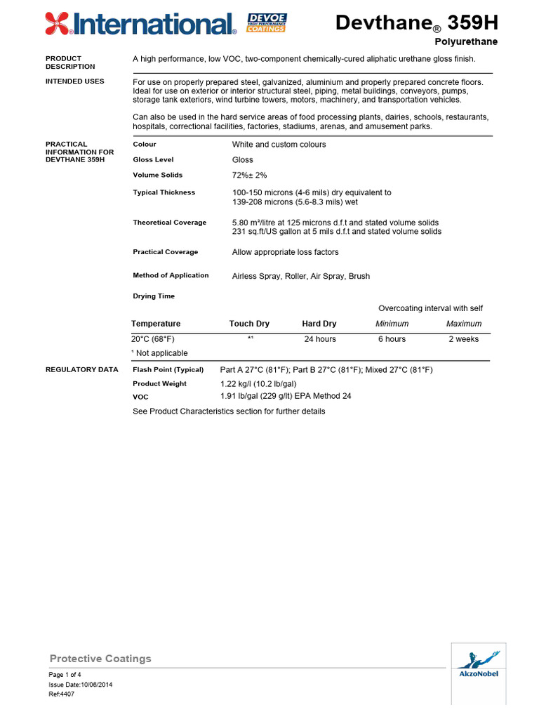 Devthane 359H 4407 P Eng A4 | PDF | Paint | Concrete
