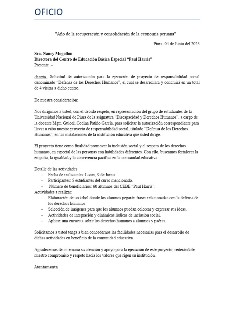 Oficio_proyecto_DDHH | PDF